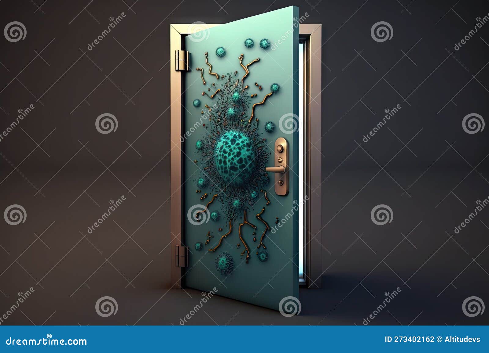 Door, with Bacteria and Germs Growing on the Handle Stock Illustration ... Door, with Bacteria and Germs Growing on the Handle Stock Illustration ...