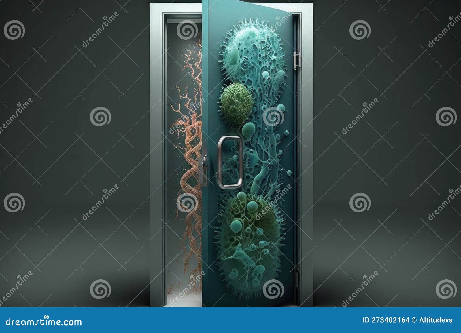 Door, with Bacteria and Germs Growing on the Handle Stock Illustration ...