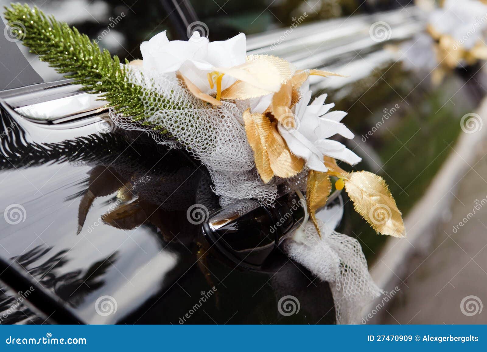 Door of Black Wedding Car with Flowers Stock Image - Image of marriage ...
