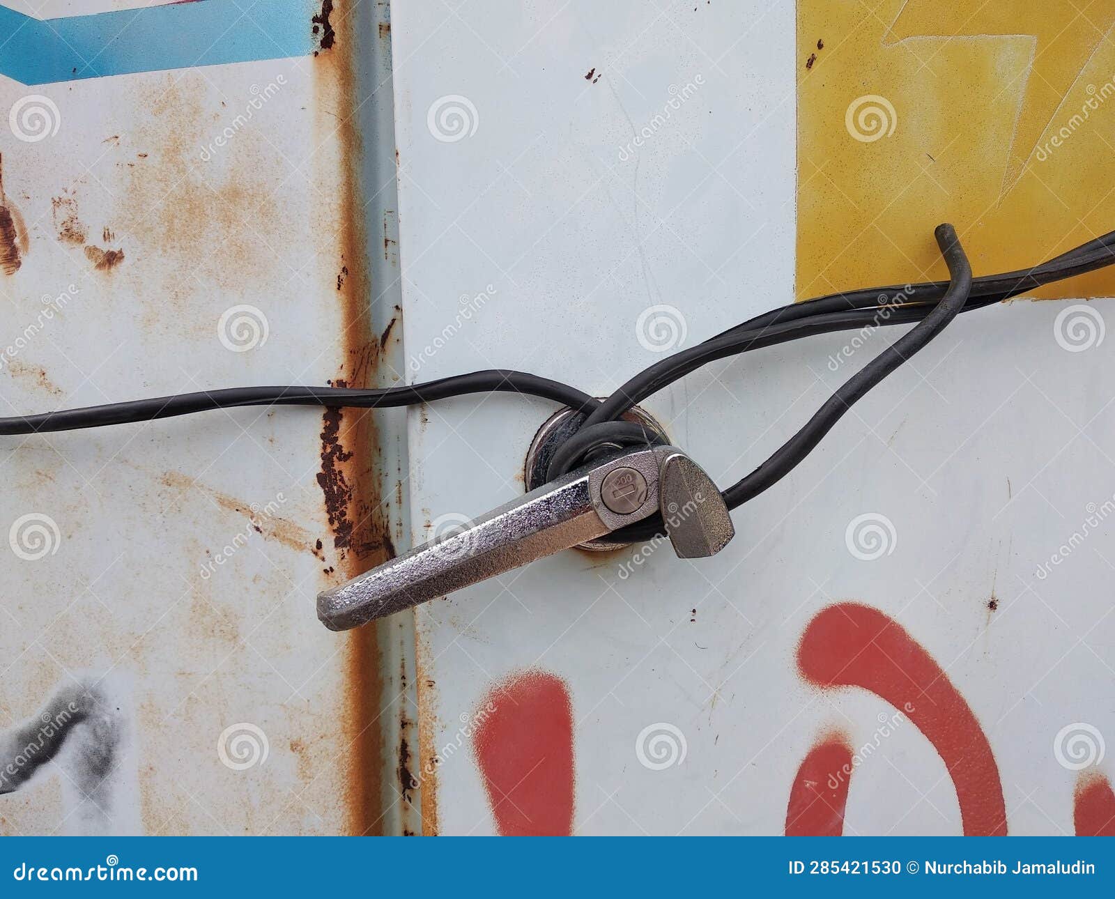 A Door with a Broken Lock is Tied so it Won T Open Stock Photo - Image ...