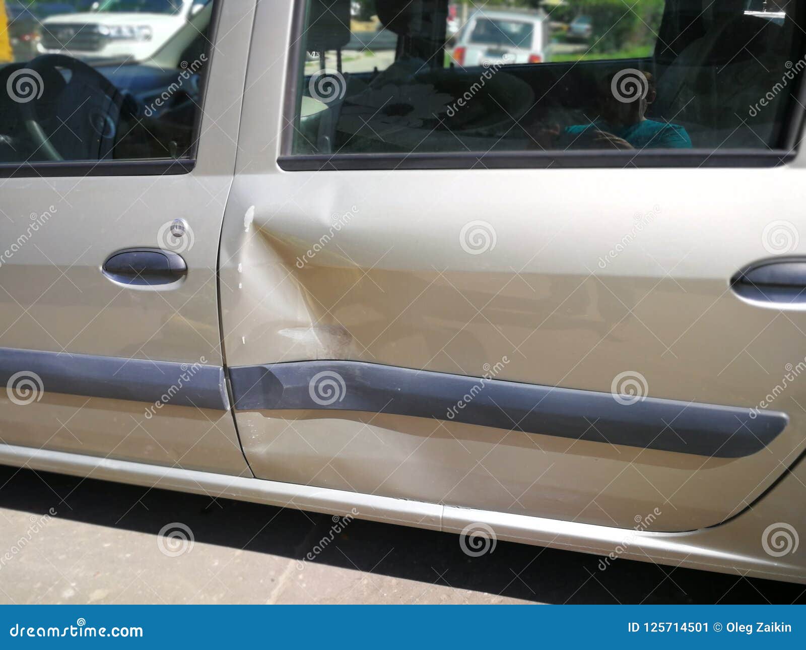Door Car with Damage in Case of Accident with a Dent on the Left Side ...