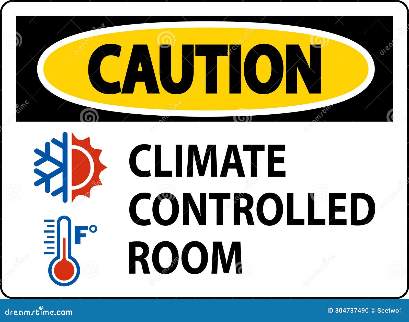 Door Caution Sign, Keep Doors Closed, Climate Controlled Room Stock ...