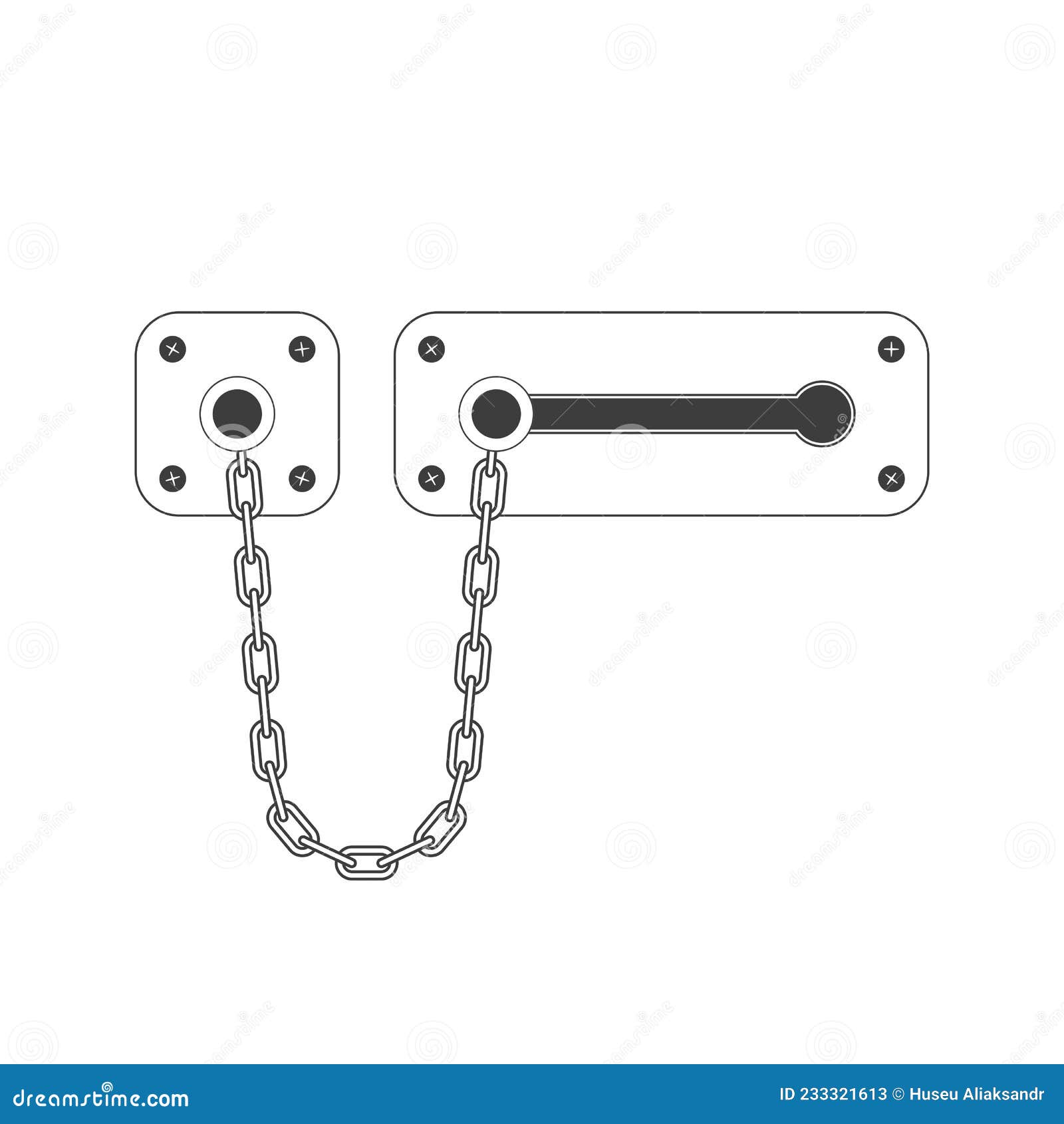 Door chain lock. stock vector. Illustration of chain - 233321613