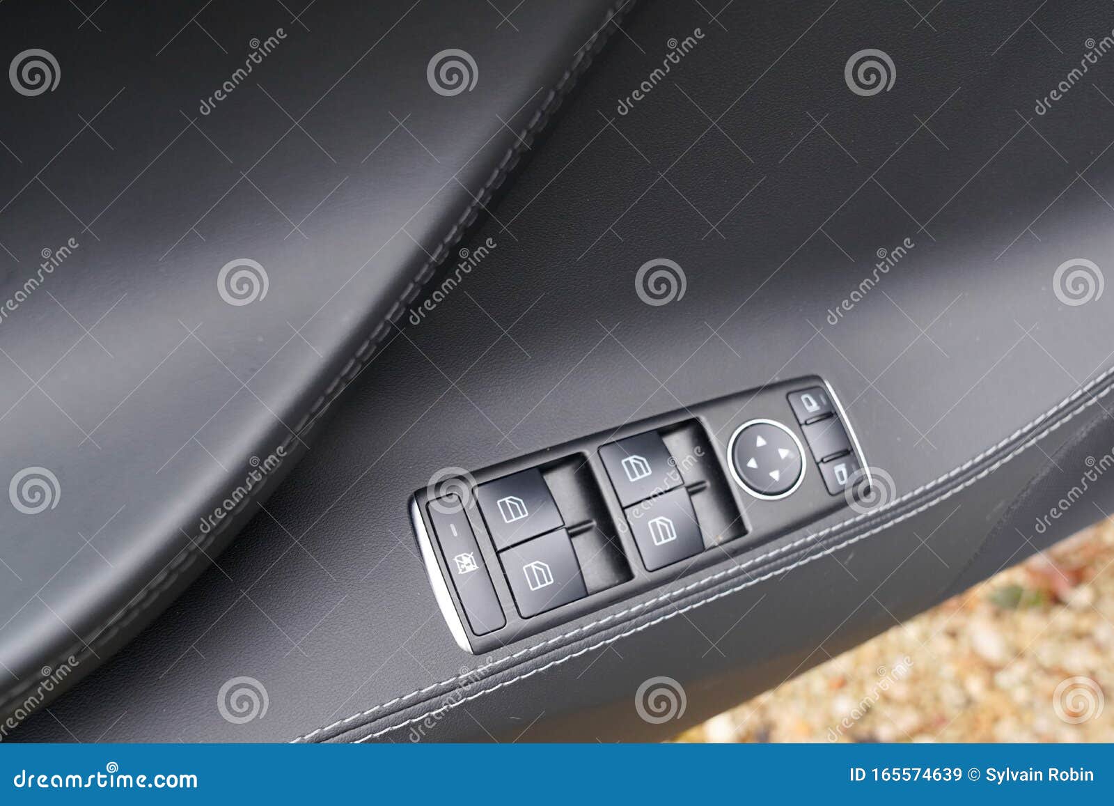 Door Control Panel in a New Modern Car Electric Window Button Stock ...