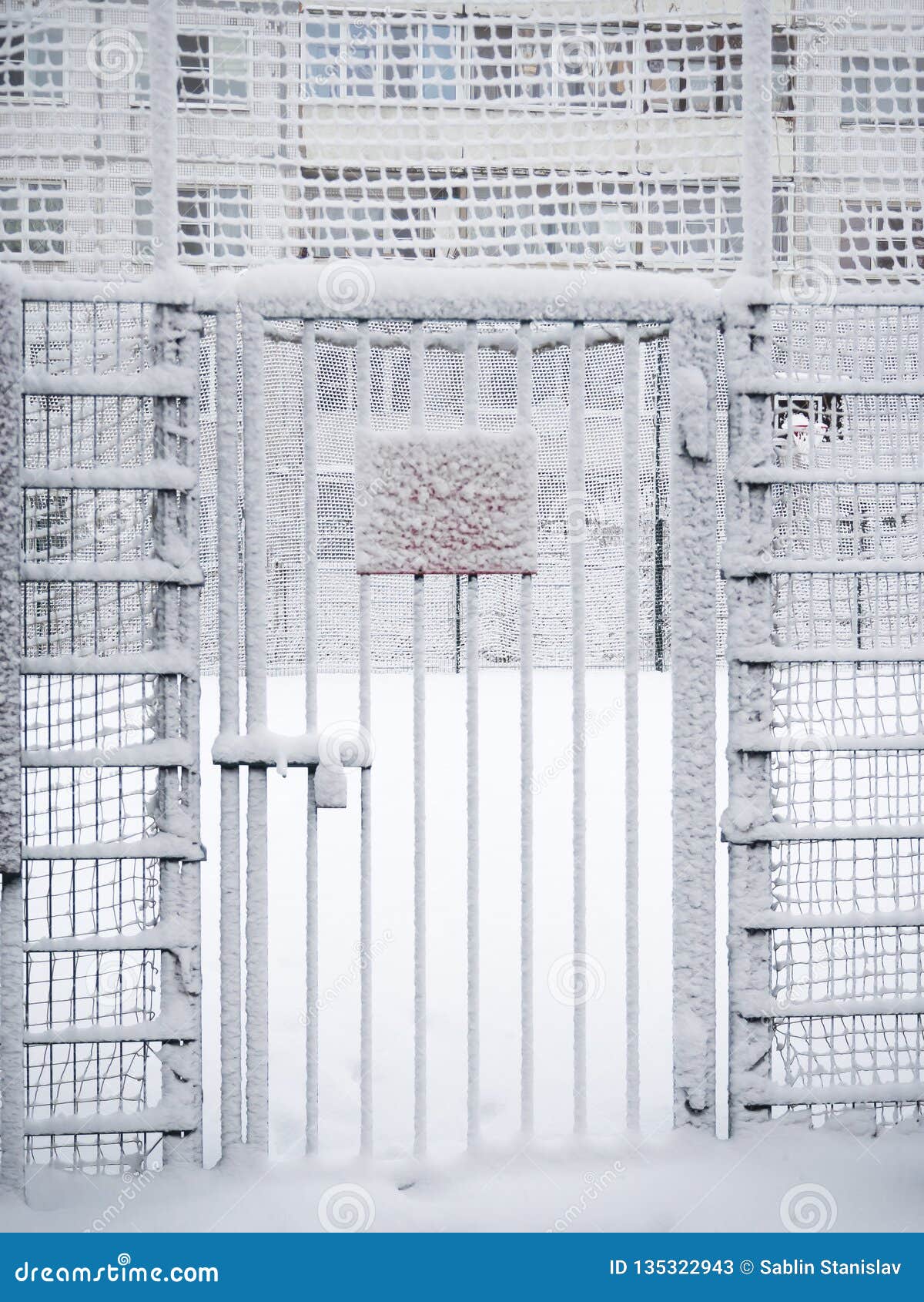 The Door Covered with Snow. Snow-covered Gate. Stock Image - Image of ...