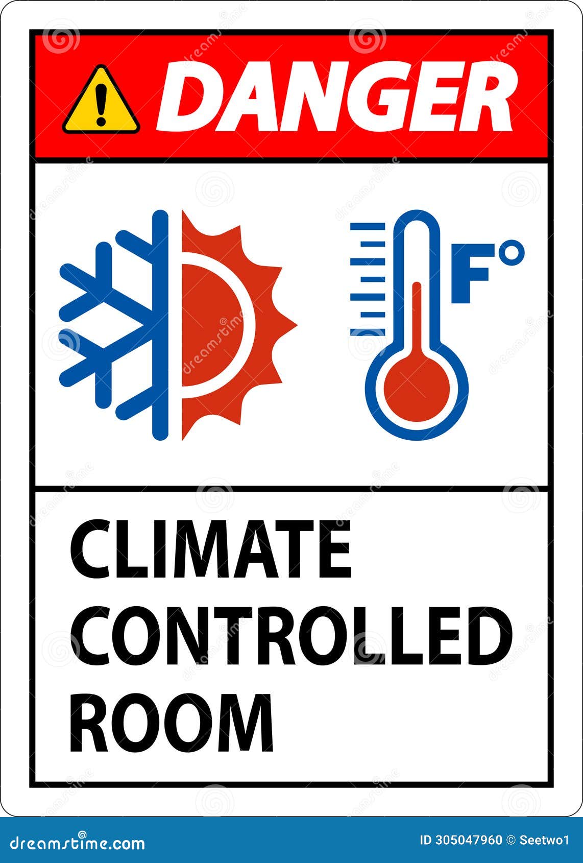 Door Danger Sign, Keep Doors Closed, Climate Controlled Room Stock ...