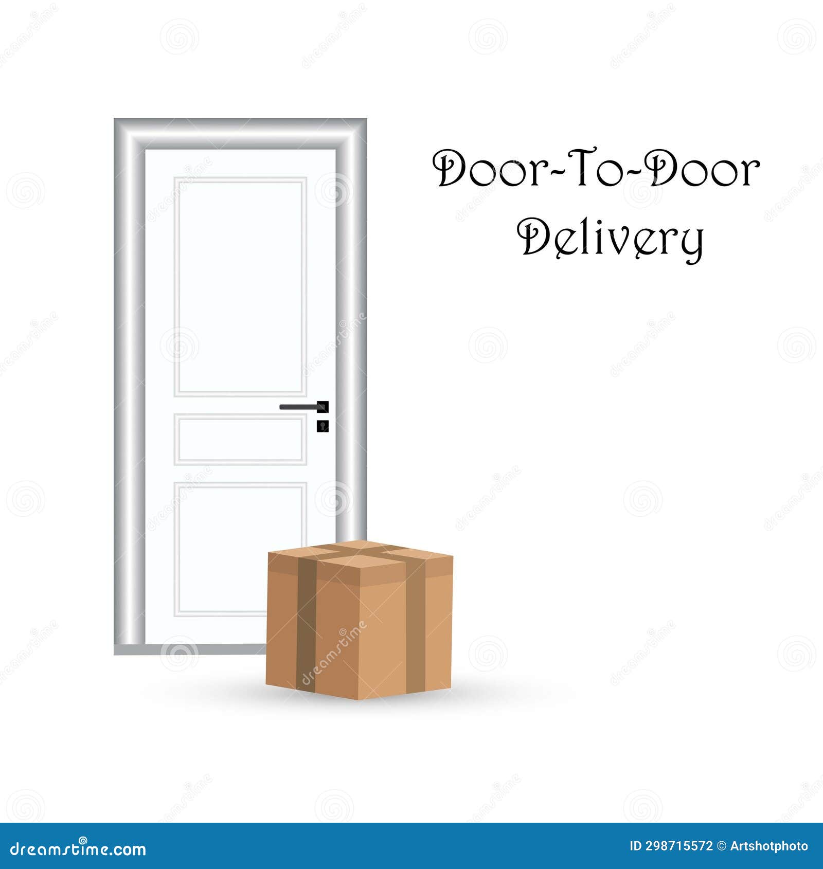 Parcel in Front of a Door with the Text Door To Door Delivery Stock ...