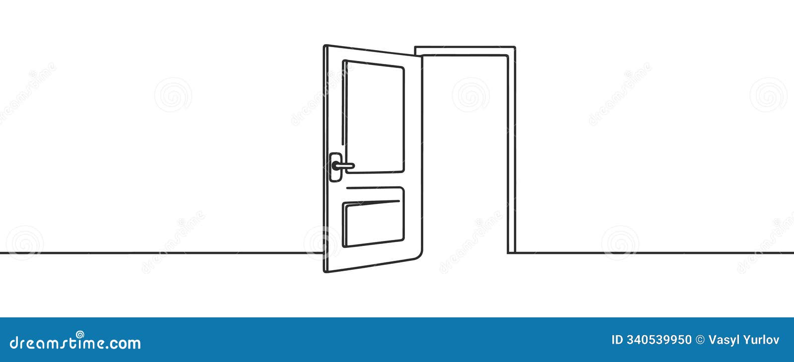 Door Drawing in One Continuous Line Stock Illustration - Illustration ...