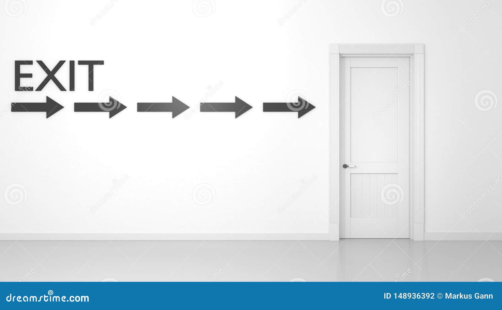 Door with Exit Sign on the Wall Stock Illustration - Illustration of ...