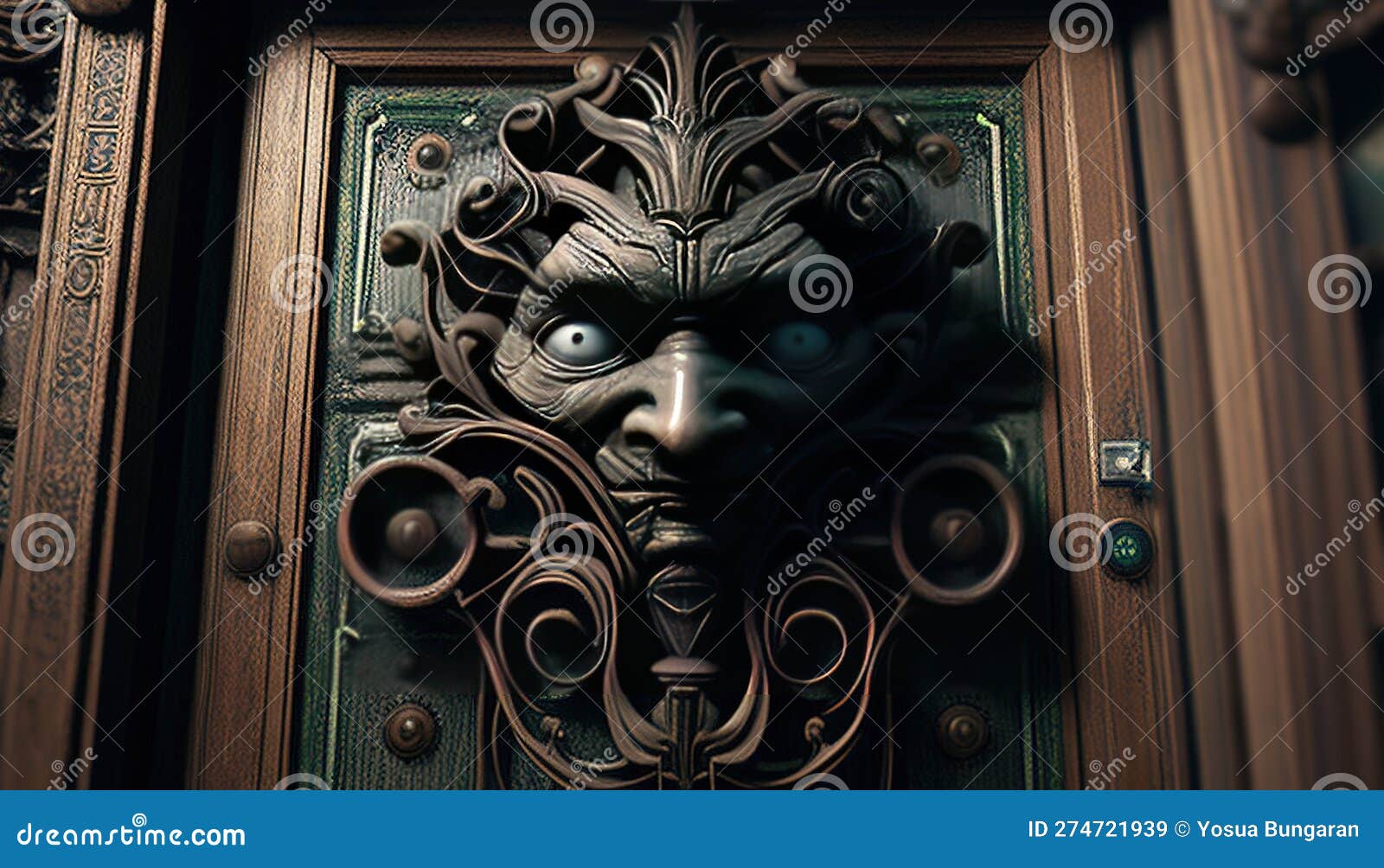 Door with Face, Digital Art Illustration, Generative AI Stock ...