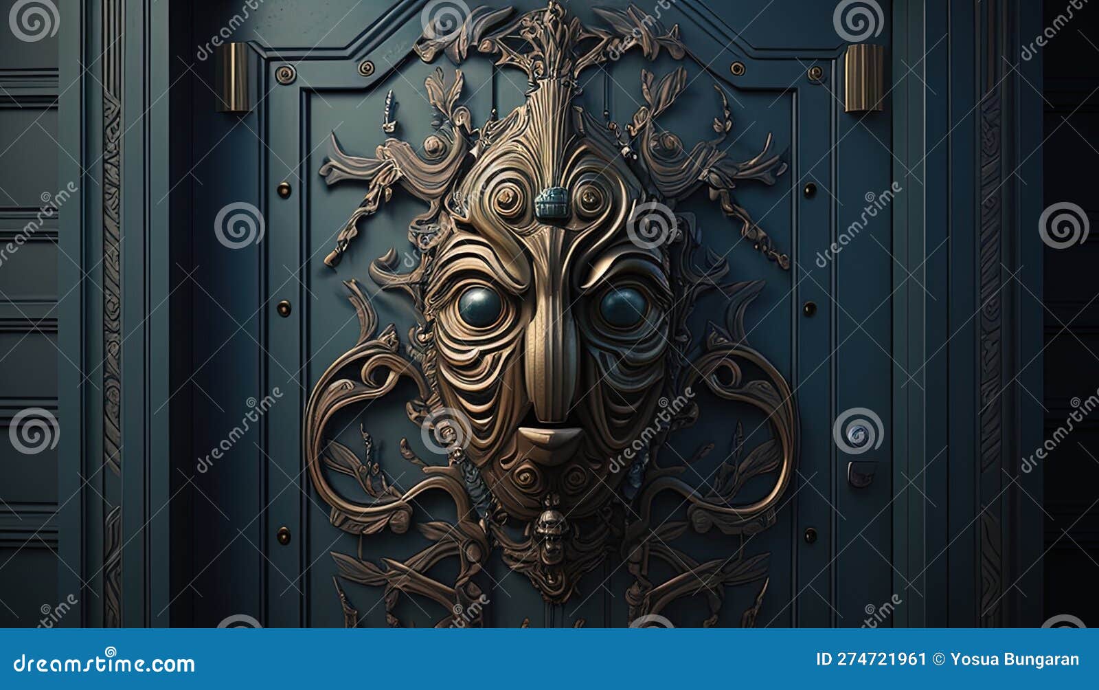 Door with Face, Digital Art Illustration, Generative AI Stock ...