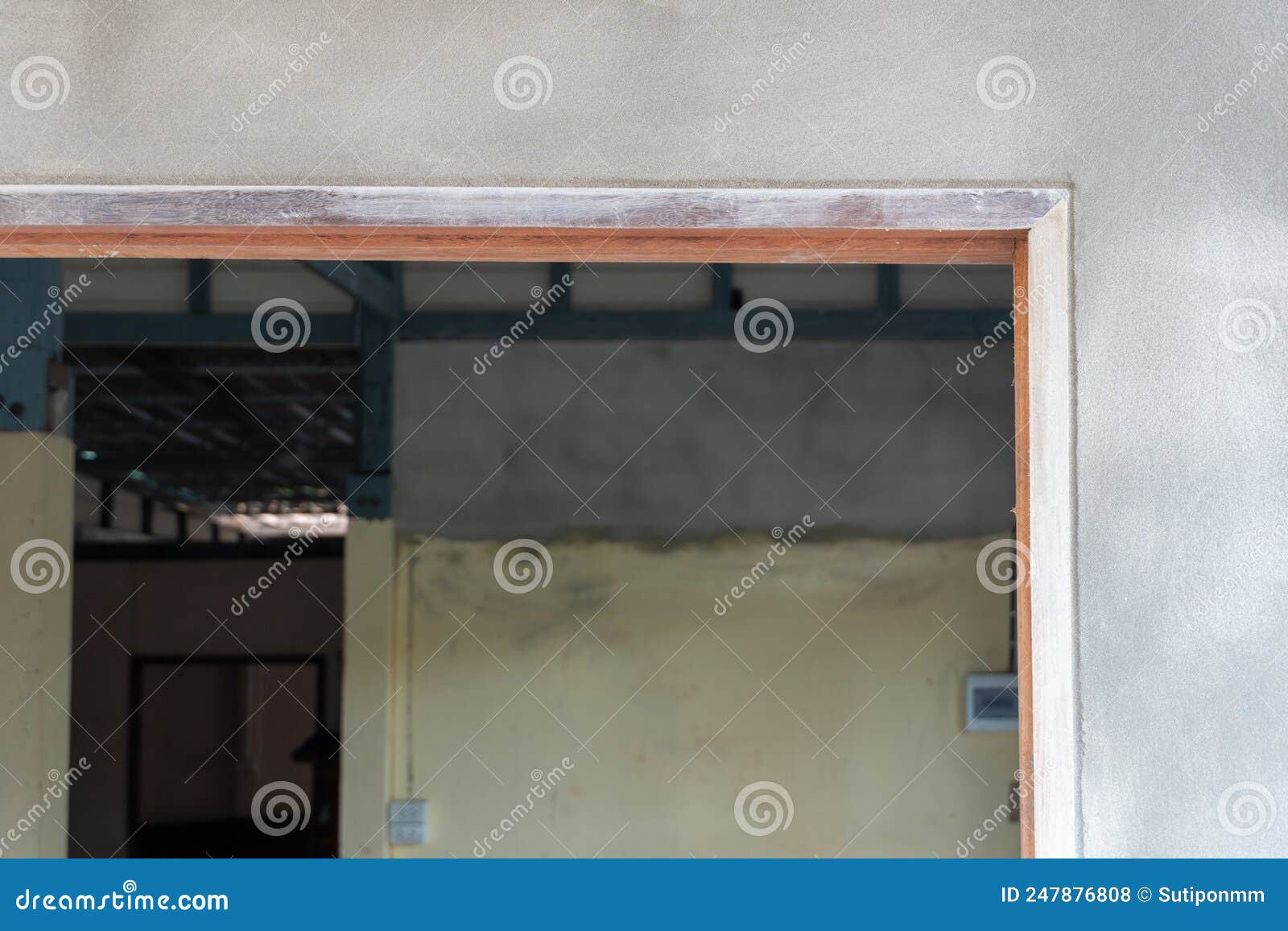 The Door Frame in the Construction of a Wooden House and Cement Stock ...