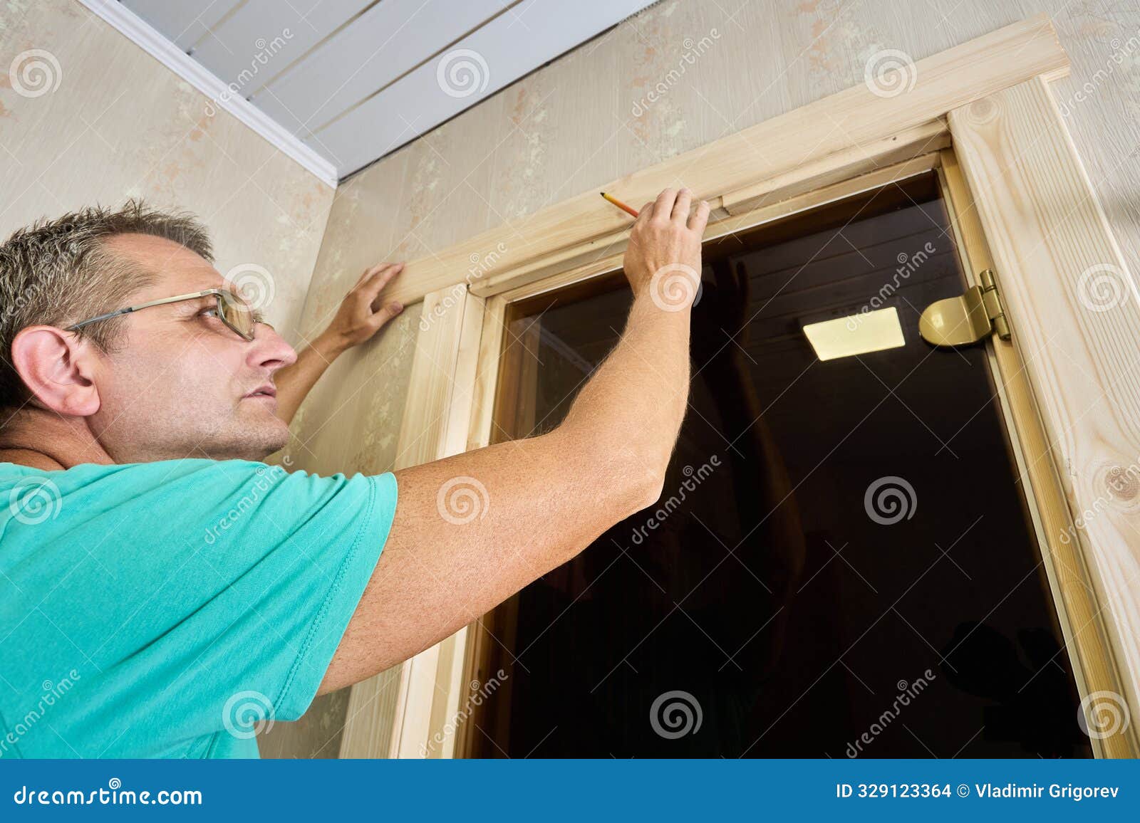 Door Frame Marking before Jamb and Trim Installing. Stock Photo - Image ...