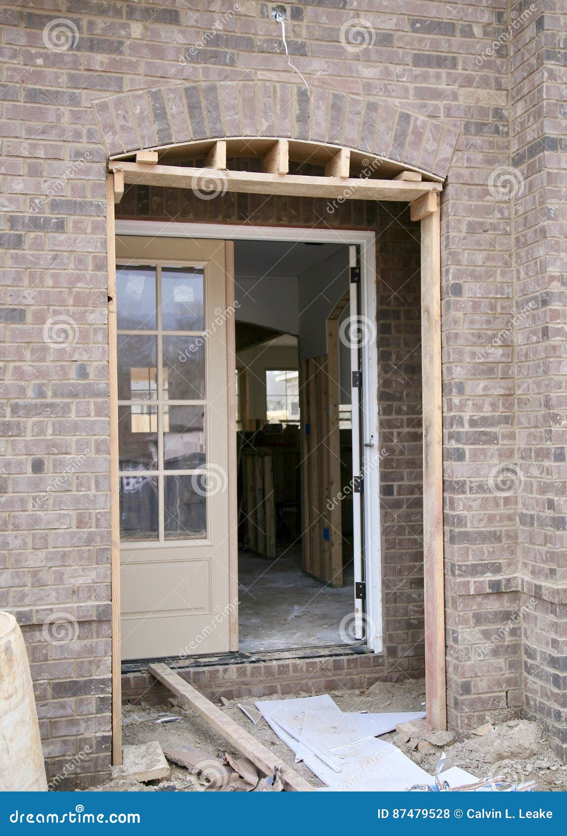 Door Frame Under Construction Stock Photo - Image of outside ...