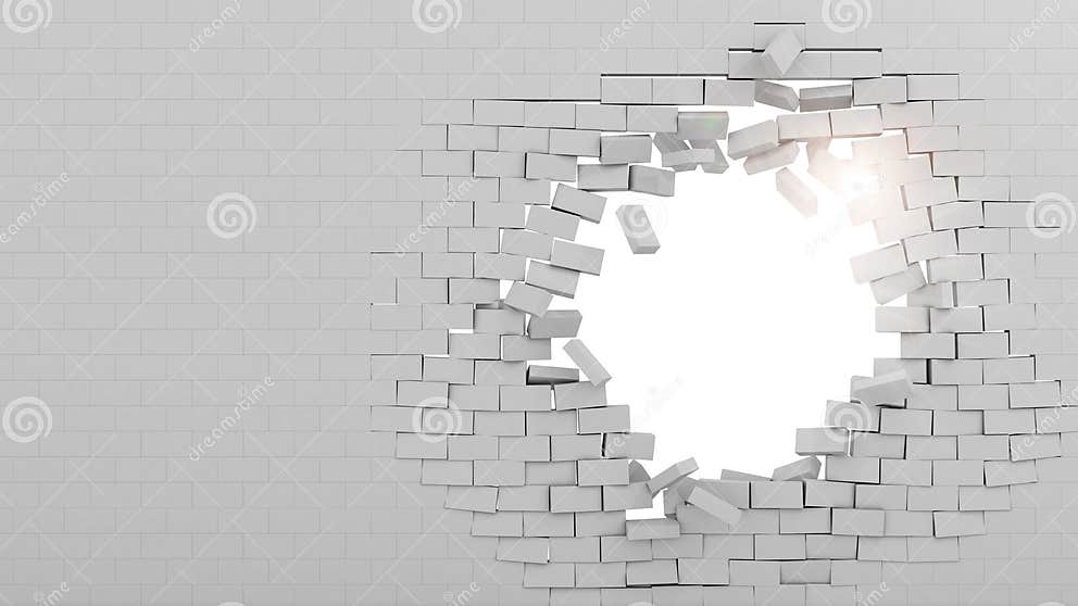 Door gebroken muur stock illustratie. Illustration of baksteen - 68595475