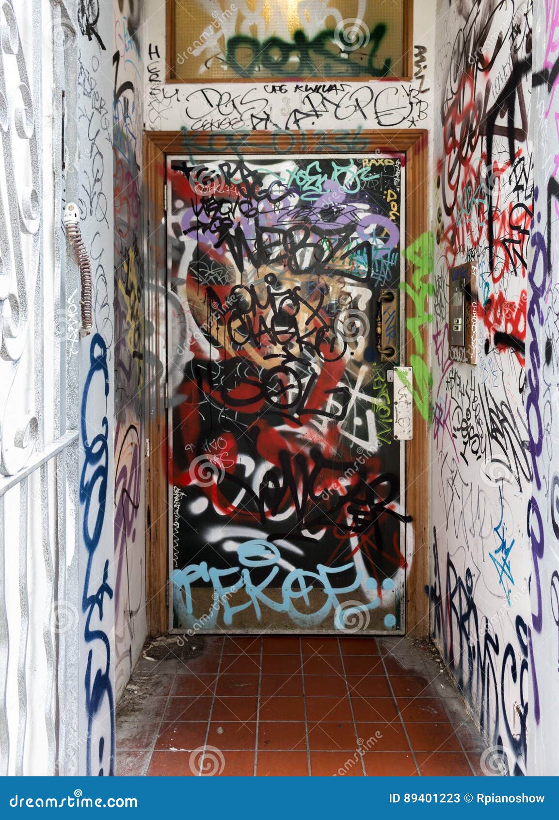 Door And Graffiti Art On Wall Editorial Image | CartoonDealer.com ...