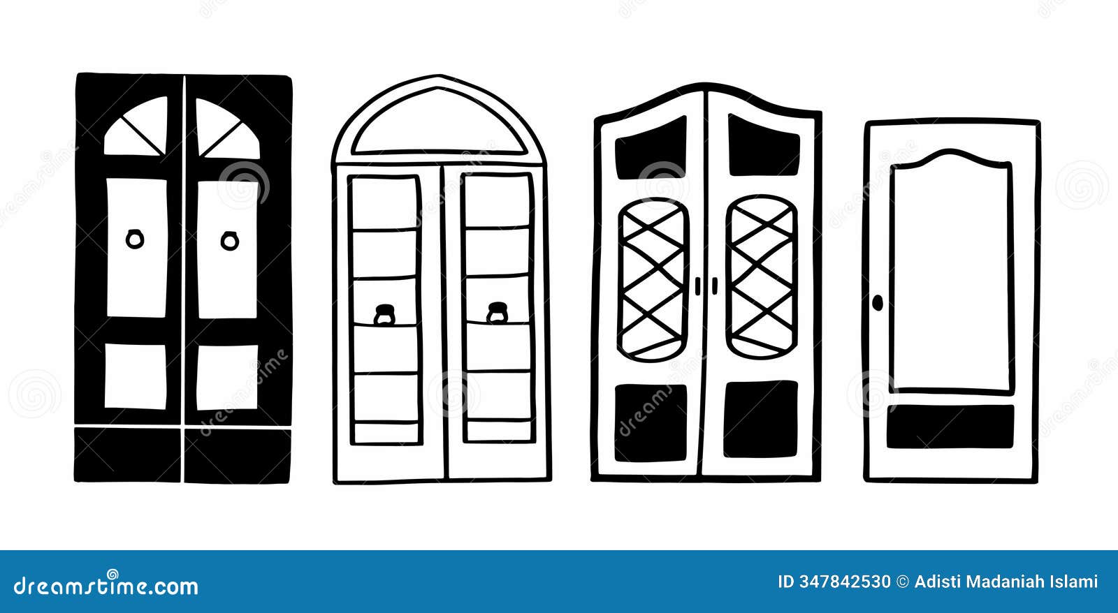 Door Hand-Drawn Set Minimalist Doodle Vector for Architectural and ...