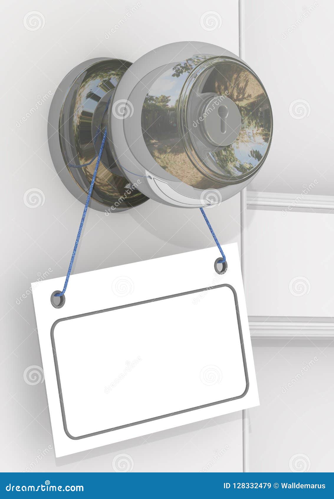 Door handle with a sign stock illustration. Illustration of door ...