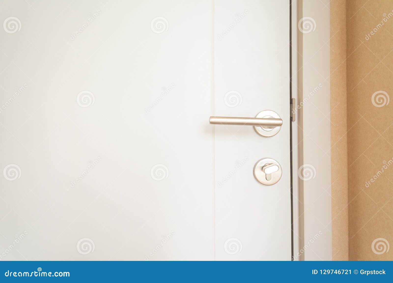 White Door with Handle and Deadlock Stock Image - Image of entrance ...