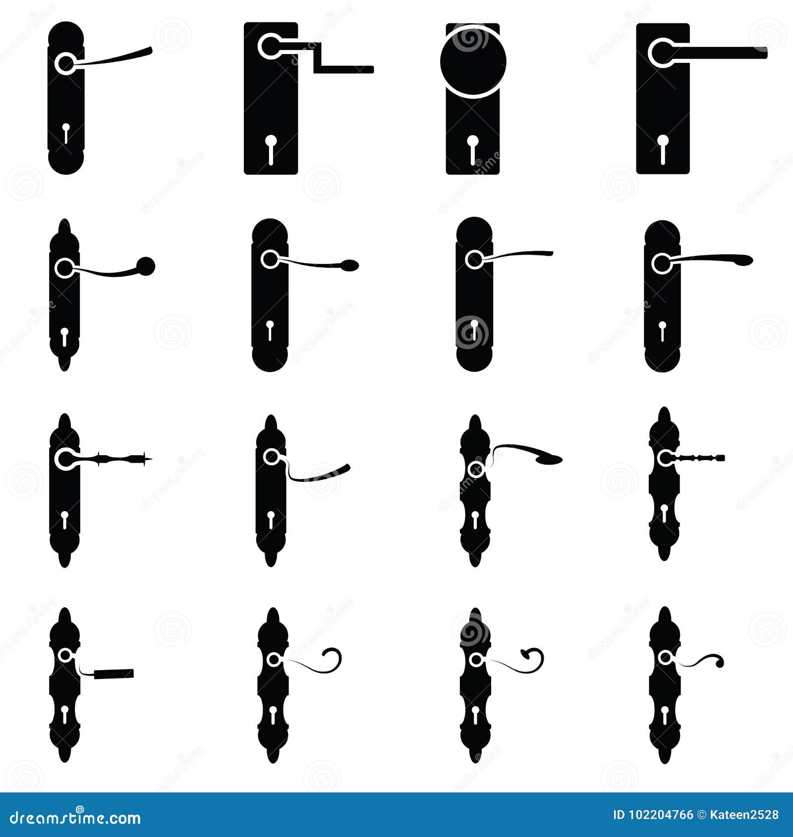 Door handle icon set stock vector. Illustration of door - 102204766