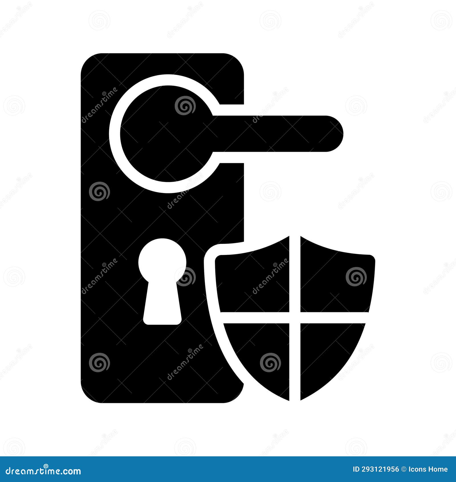 Door Handle Icon with Shield. Locked Door Security Icon Stock ...