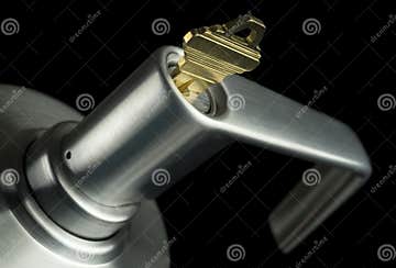 Door Handle with Key. stock photo. Image of steel, door - 1910918