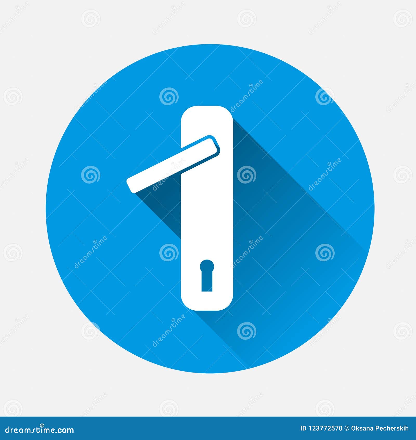 Door Handle with Lock Icon on Blue Background. Flat Image Handle Stock ...