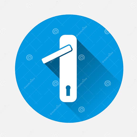 Door Handle with Lock Icon on Blue Background. Flat Image Handle Stock ...