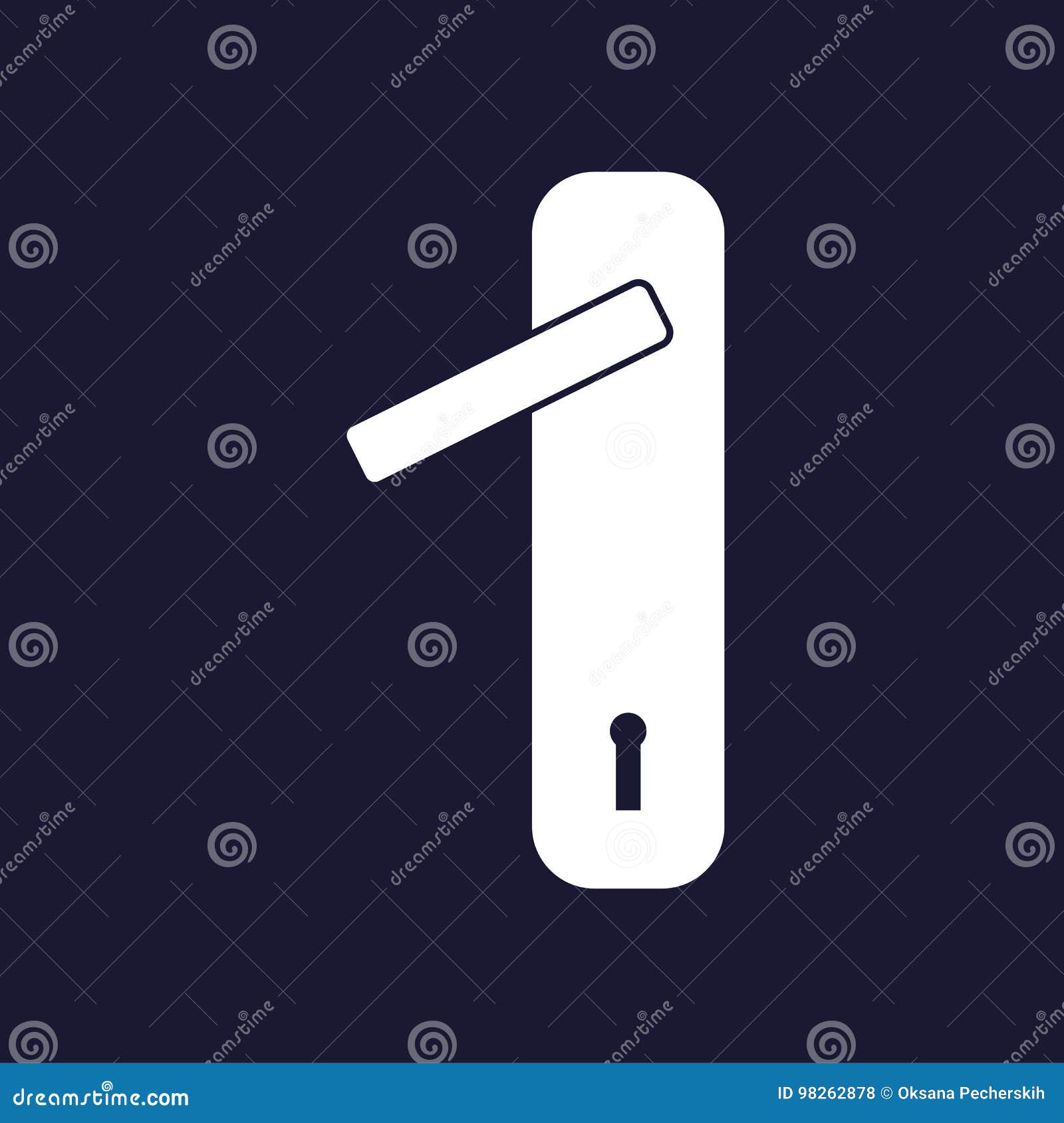 Door Handle with Lock Icon. Vector Icon on Dark Blue Background. Stock ...