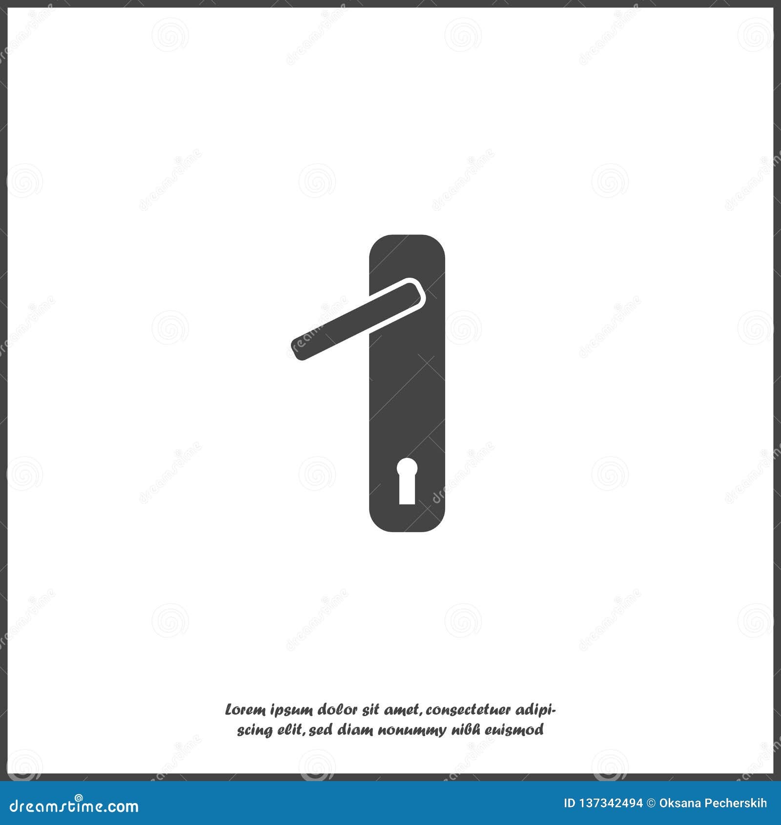 Door Handle with Lock Icon. Vector Icon on White Isolated Background ...
