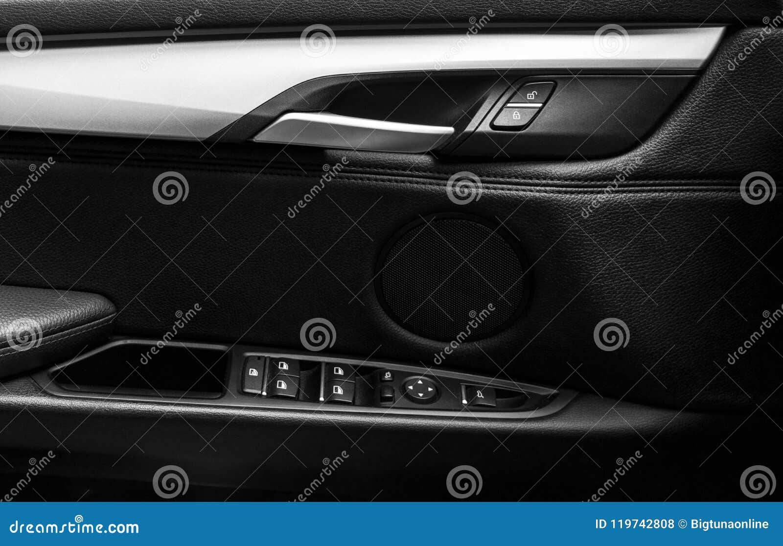 Door Handle with Power Window Control Buttons of a Luxury Passenger Car ... Door Handle with Power Window Control Buttons of a Luxury Passenger Car ...
