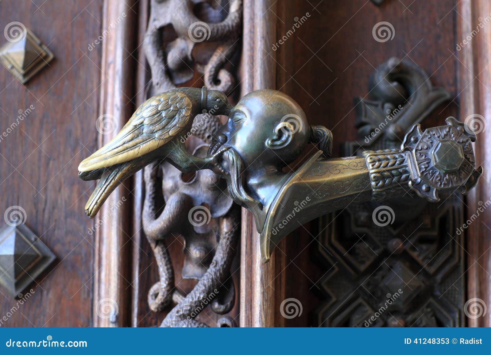 Door Handle with Raven Killing a Man Stock Image - Image of color ...