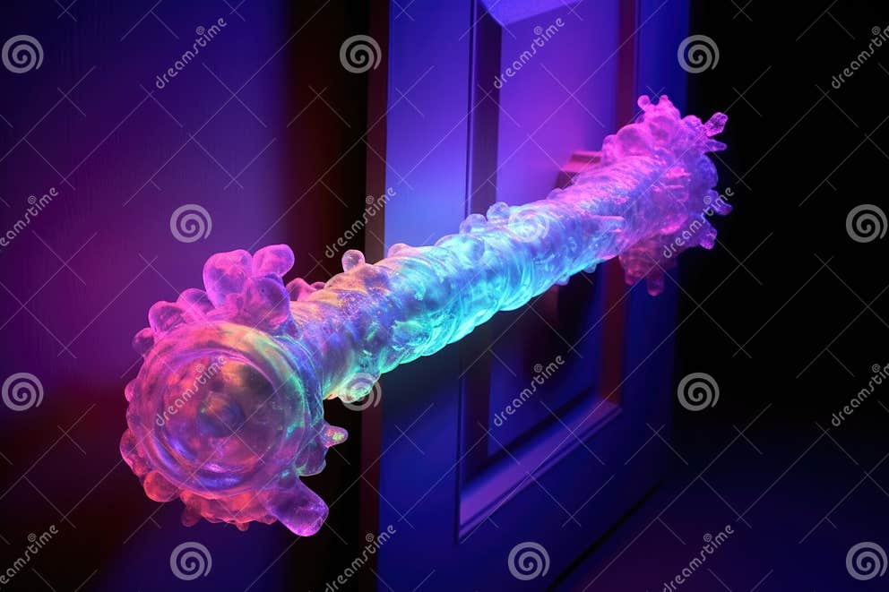 Door Handle with Visible Bacteria Under Uv Light Stock Illustration ...