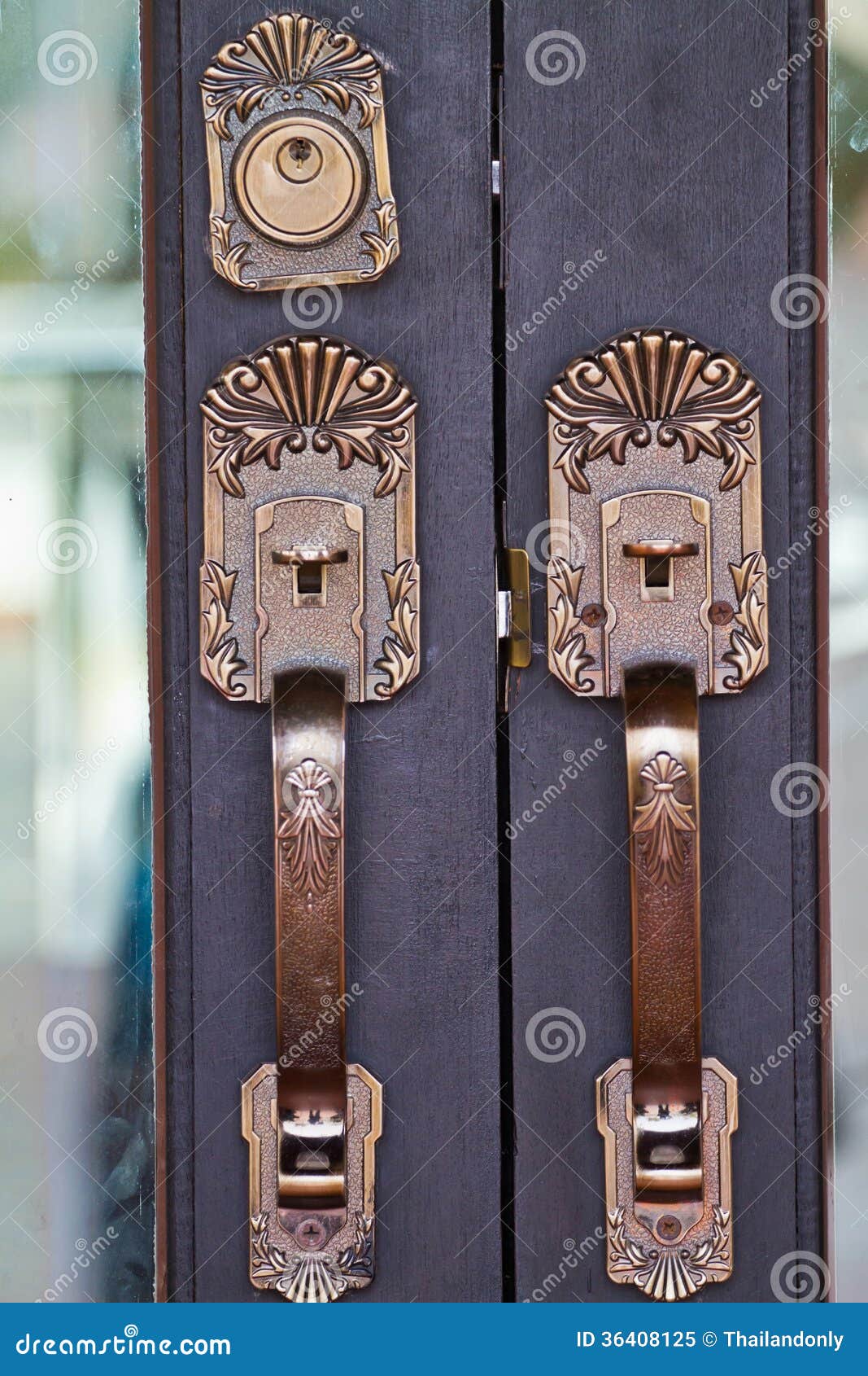 Door Handles are Made of Steel. Beautiful Pattern Stock Image - Image ...