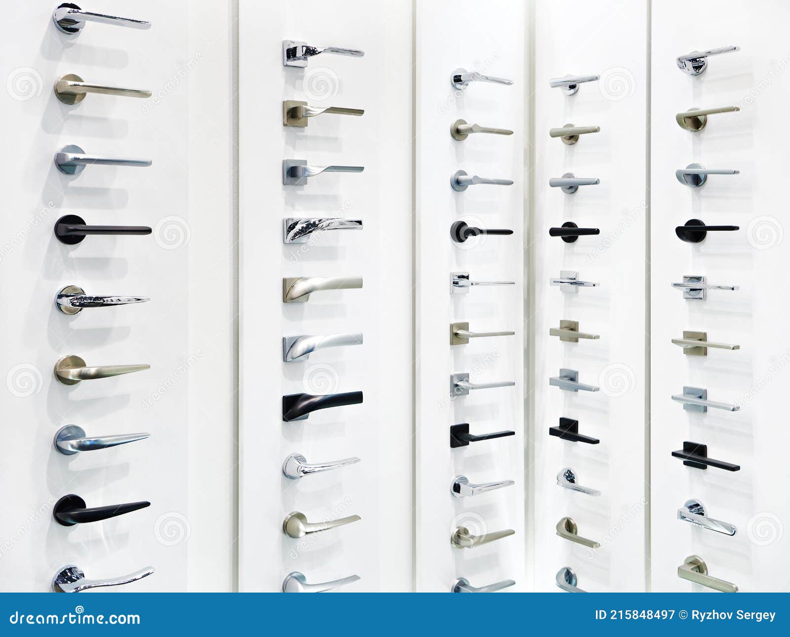 Door handles in store stock image. Image of choice, decoration - 215848497