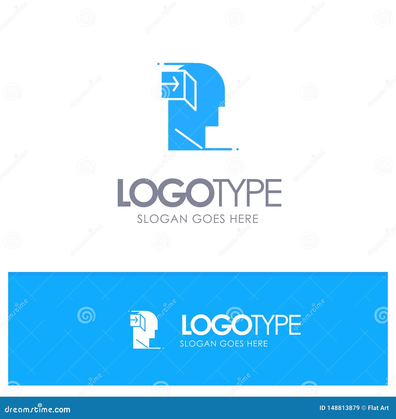 Door, Human, Inner, Mind, Minded Blue Solid Logo with Place for Tagline ...