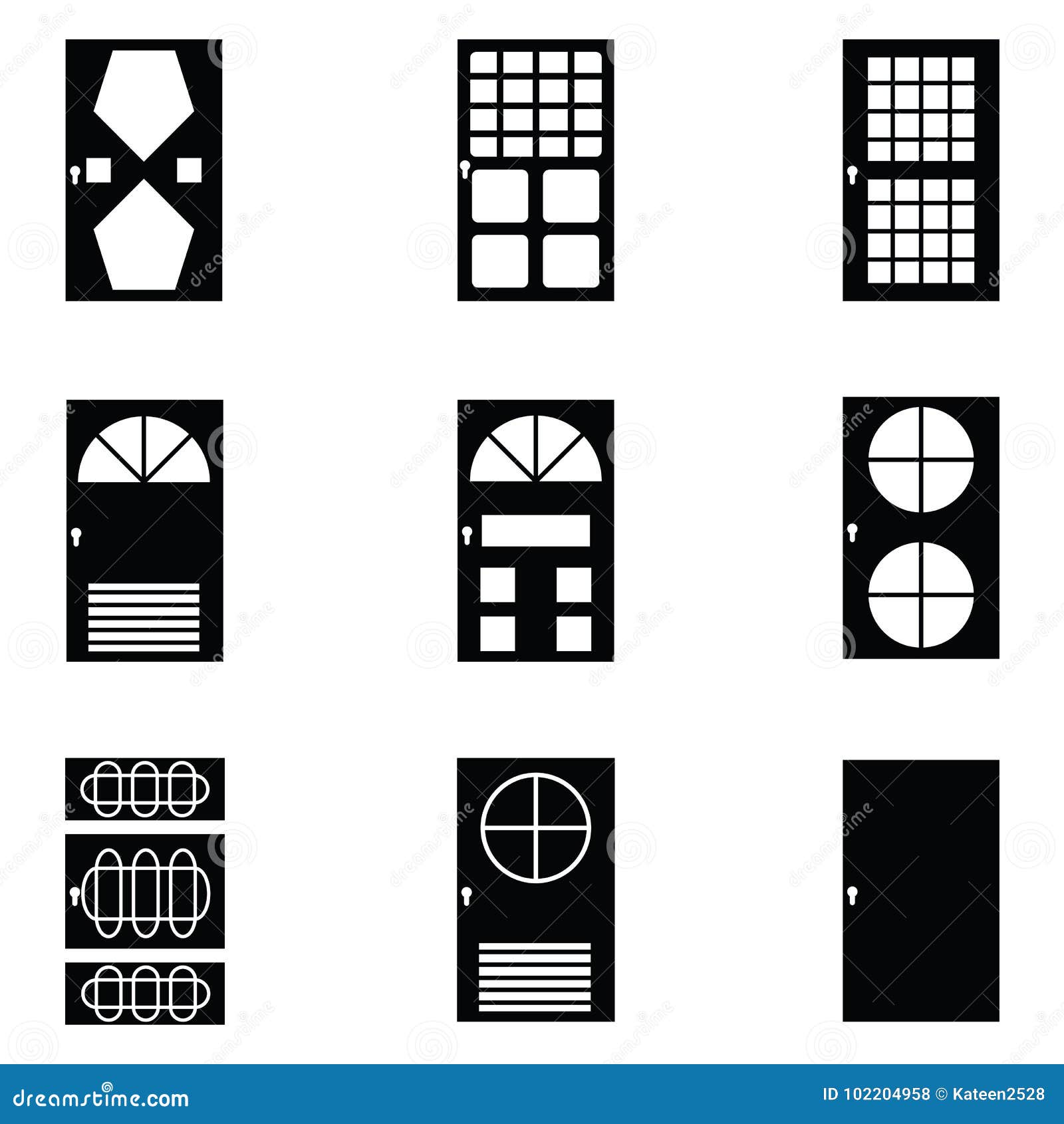 Door icon set stock vector. Illustration of room, object - 102204958