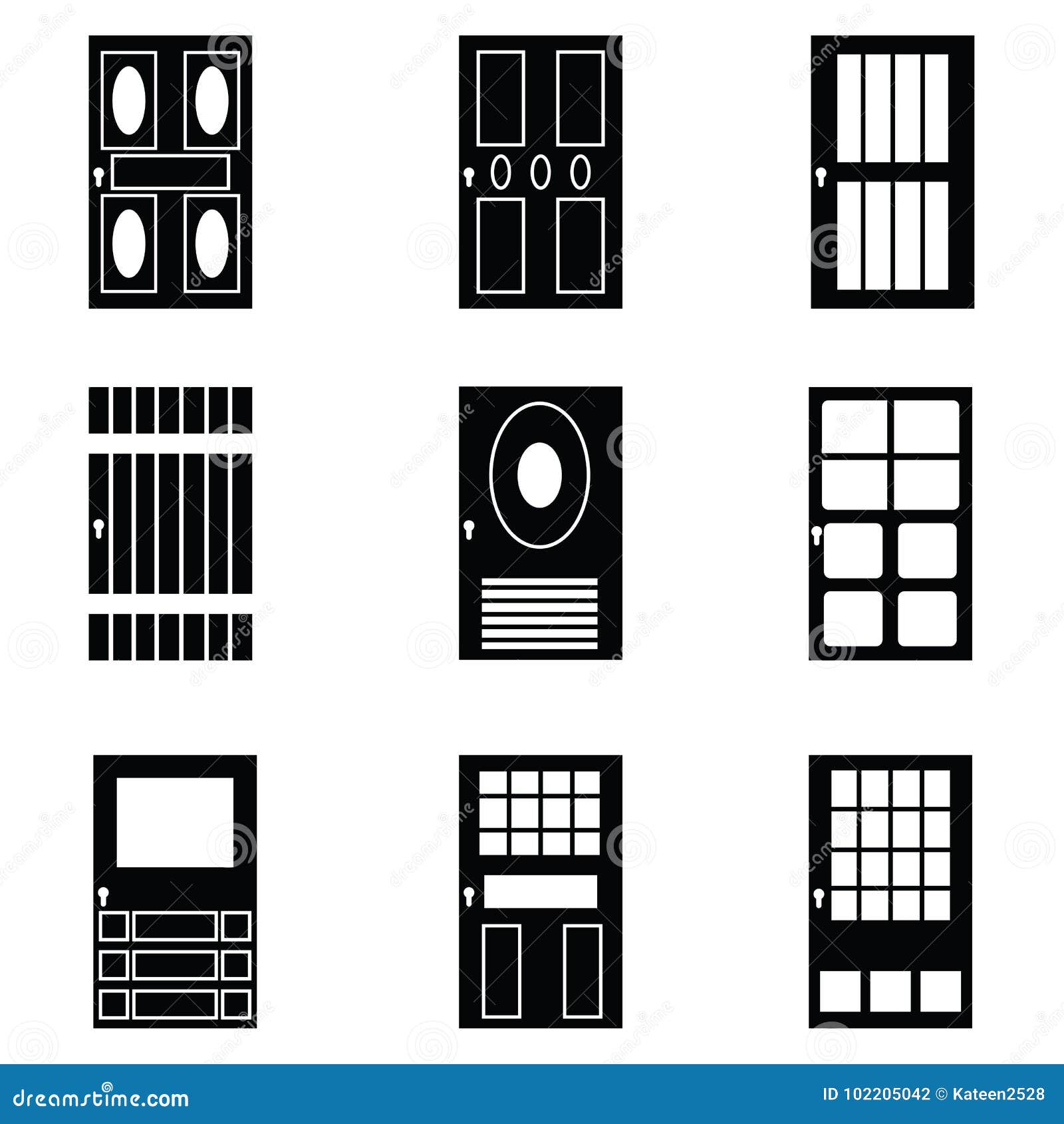 Door icon set stock vector. Illustration of indoors - 102205042
