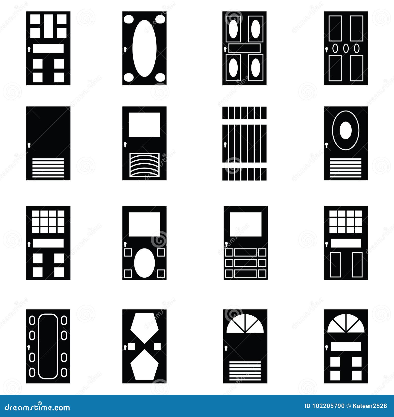 Door icon set stock vector. Illustration of office, close - 102205790