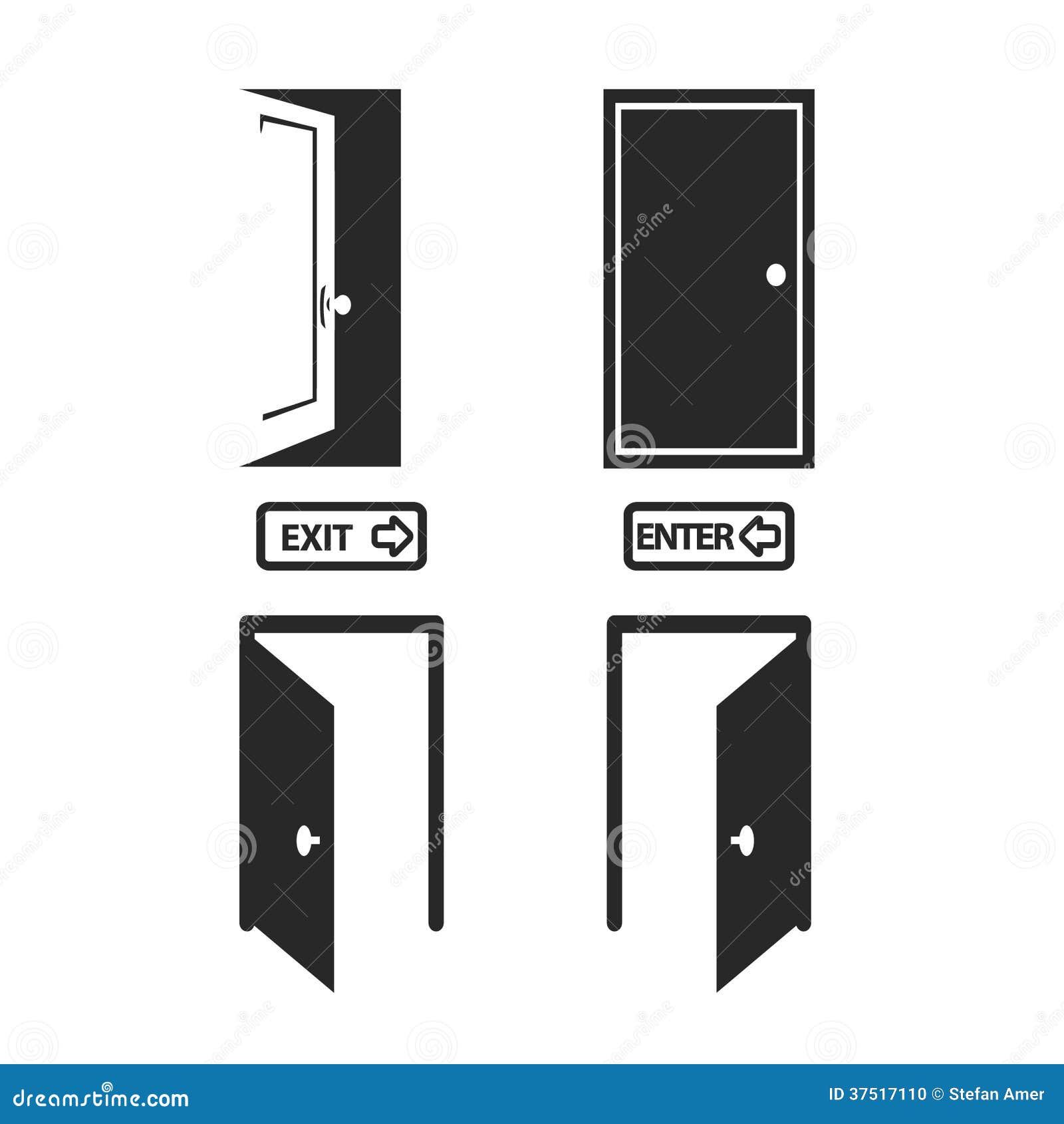 Door icons set stock vector. Illustration of interior - 37517110