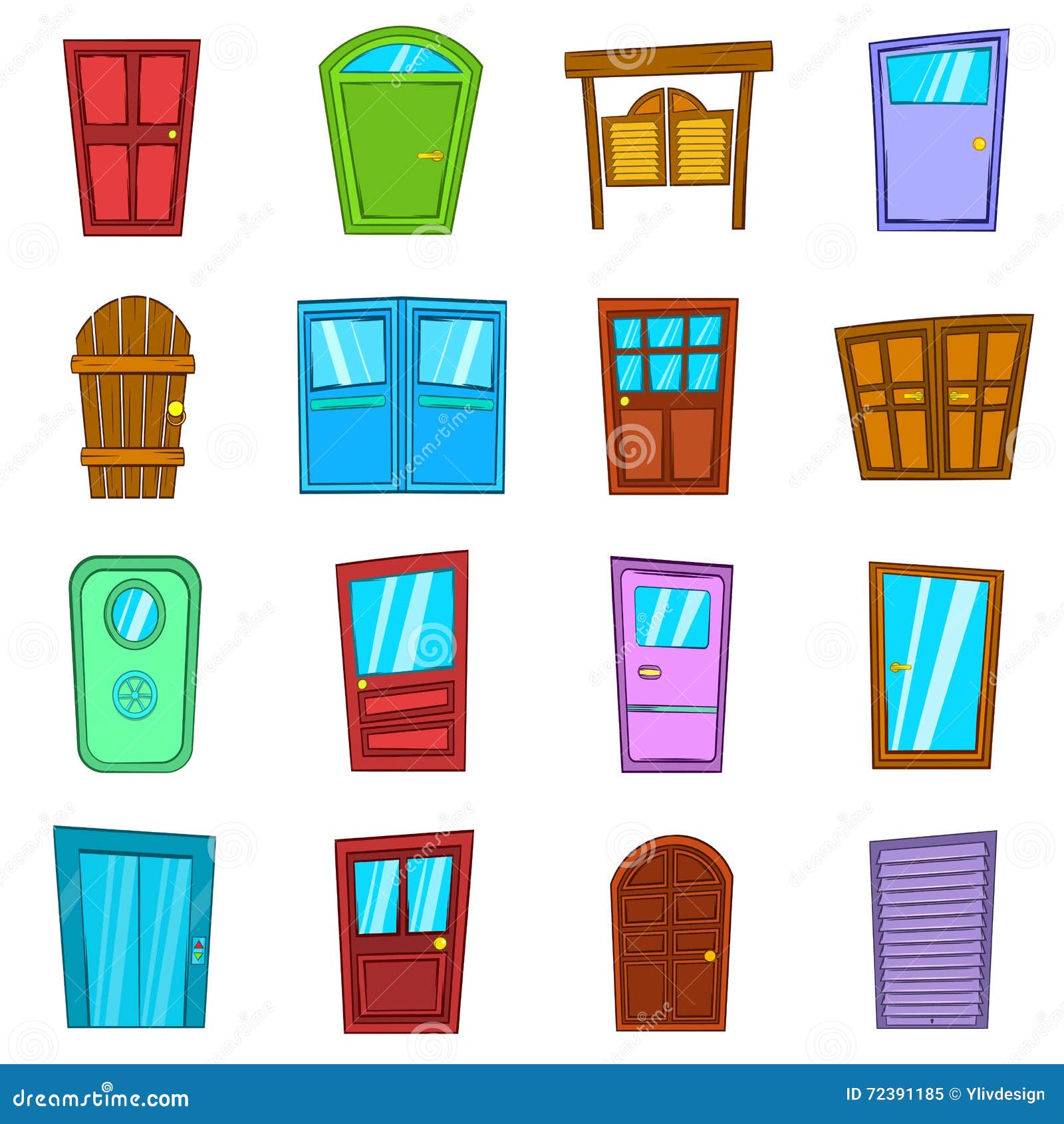 Door icons set stock vector. Illustration of close, elements - 72391185