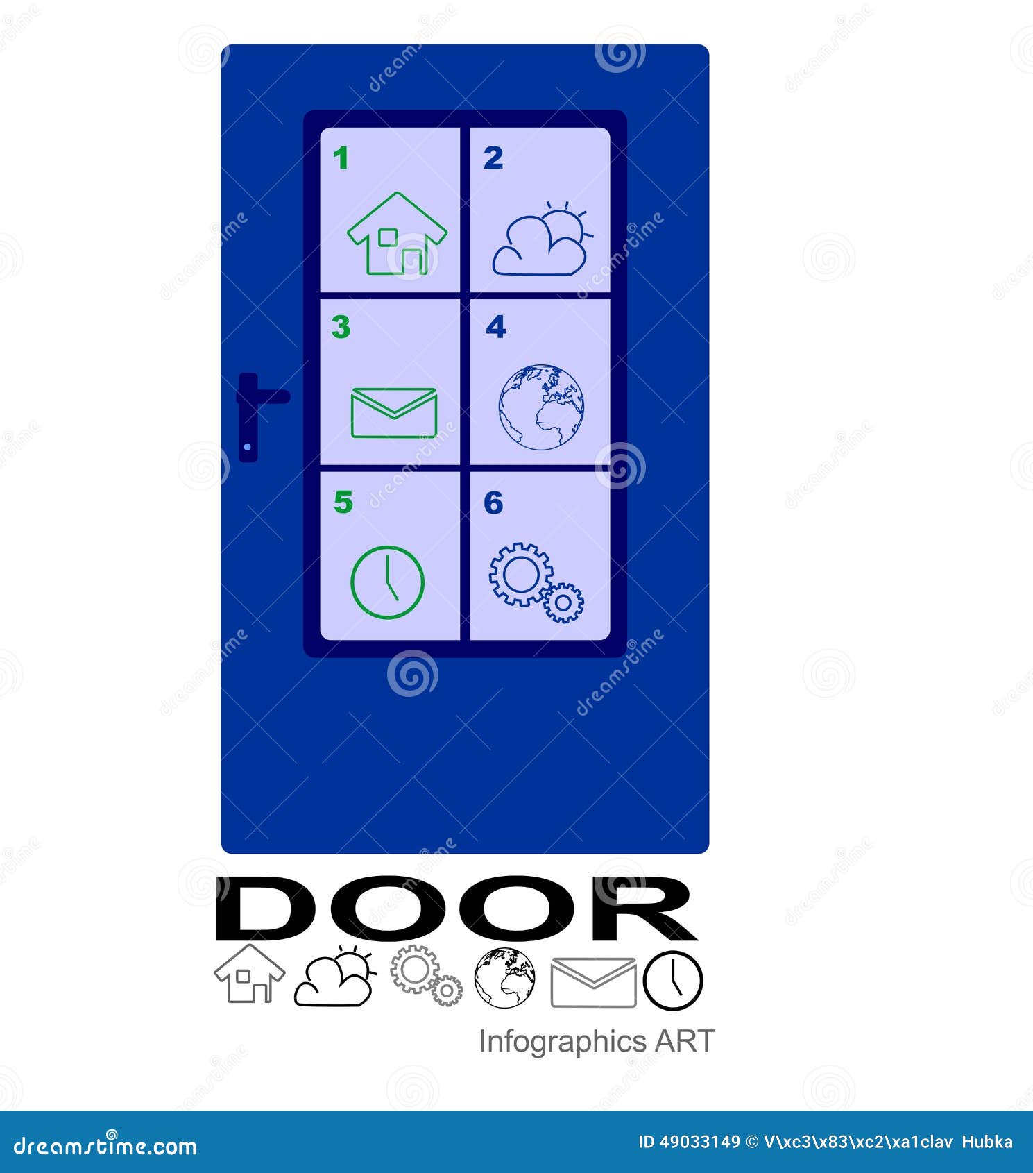 Door info graphics stock illustration. Illustration of label - 49033149