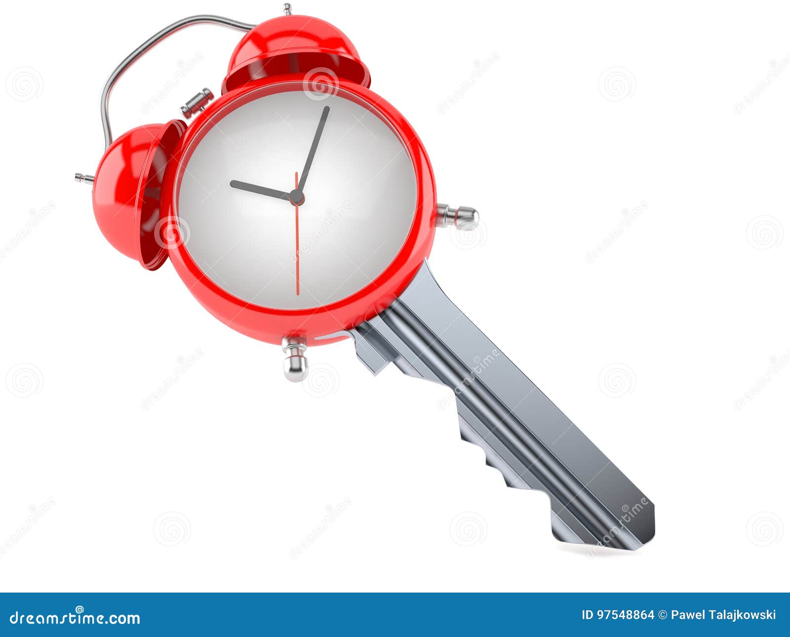 Door key with alarm clock stock illustration. Illustration of deadline ...