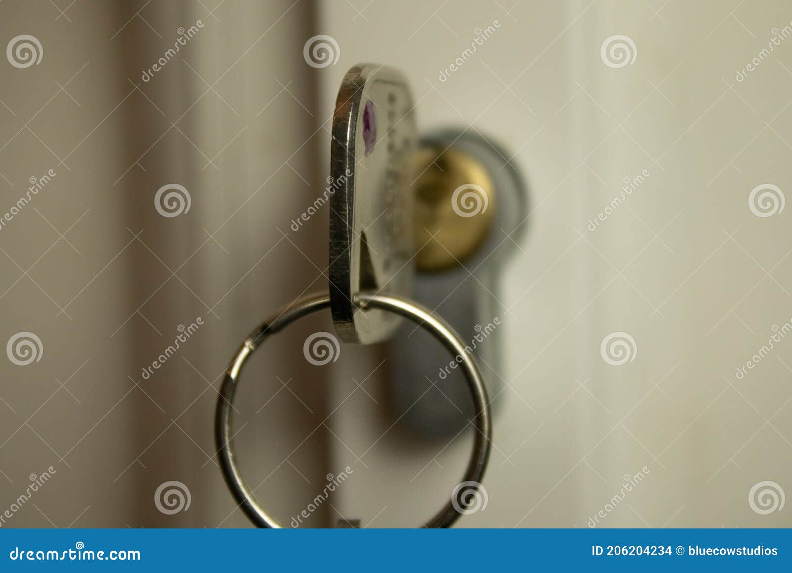 A door key inside a lock stock photo. Image of inside - 206204234