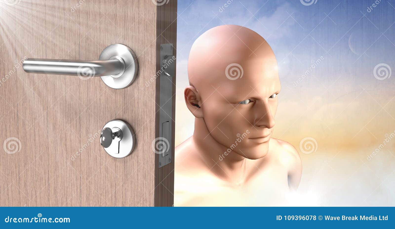 Door Key Unlocking the Surreal Imagination of Mans Head Stock ...