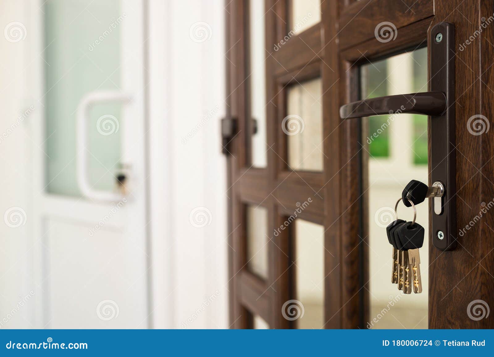 Door with Keys. Door Lock with Keychain Stock Photo - Image of house ...