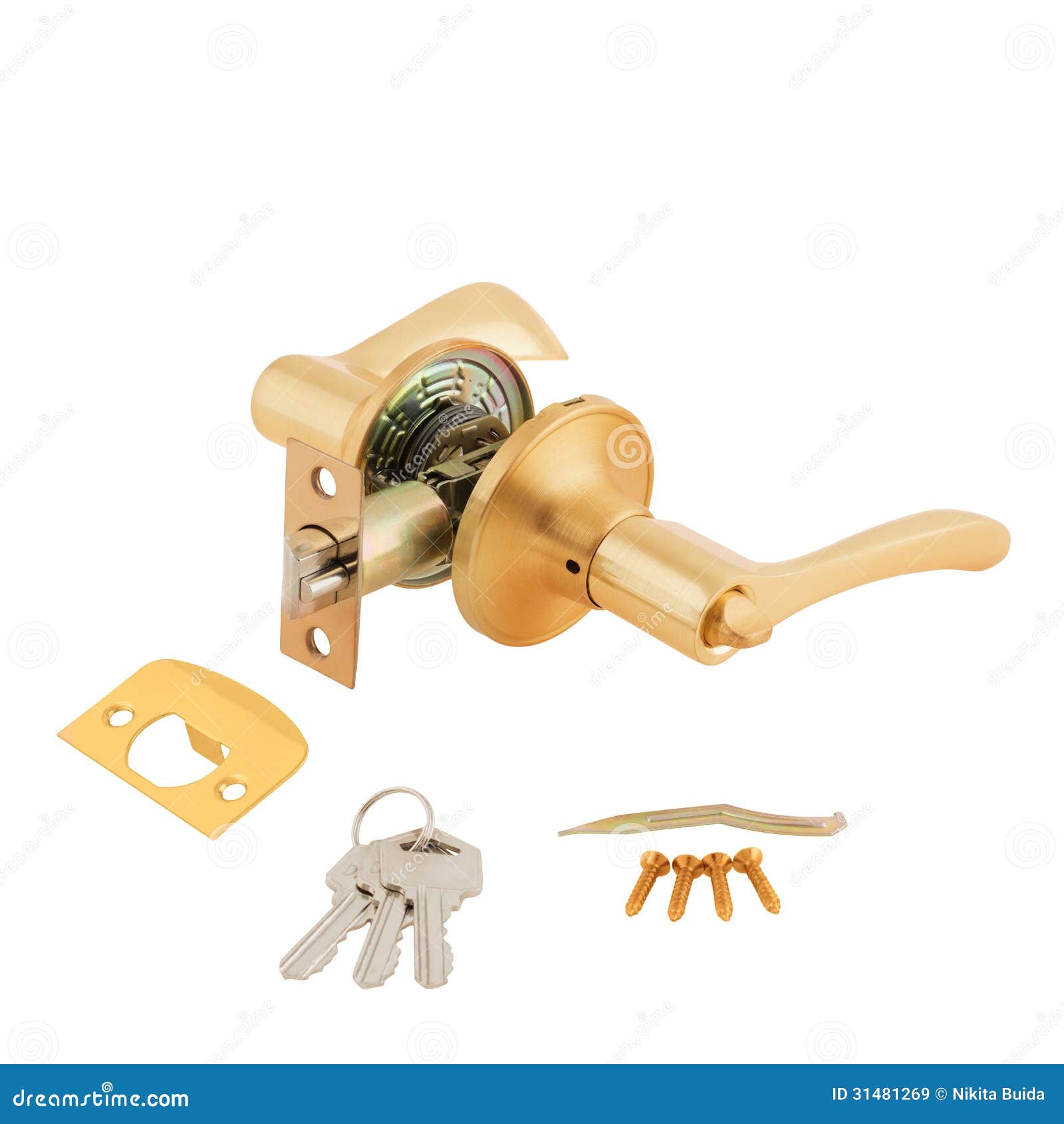 Door Knob Assembly on White Background Stock Image - Image of handles ...