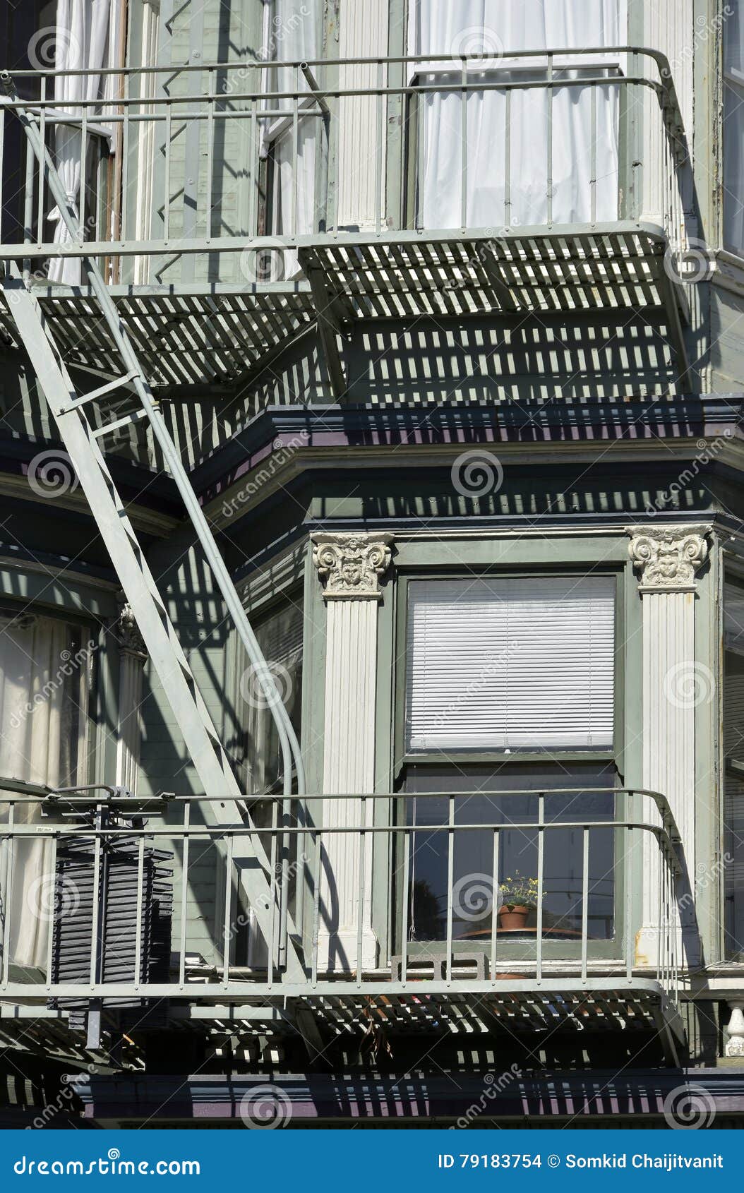 Door with a Ladder on a Wall. Stock Photo - Image of columns, refined ...