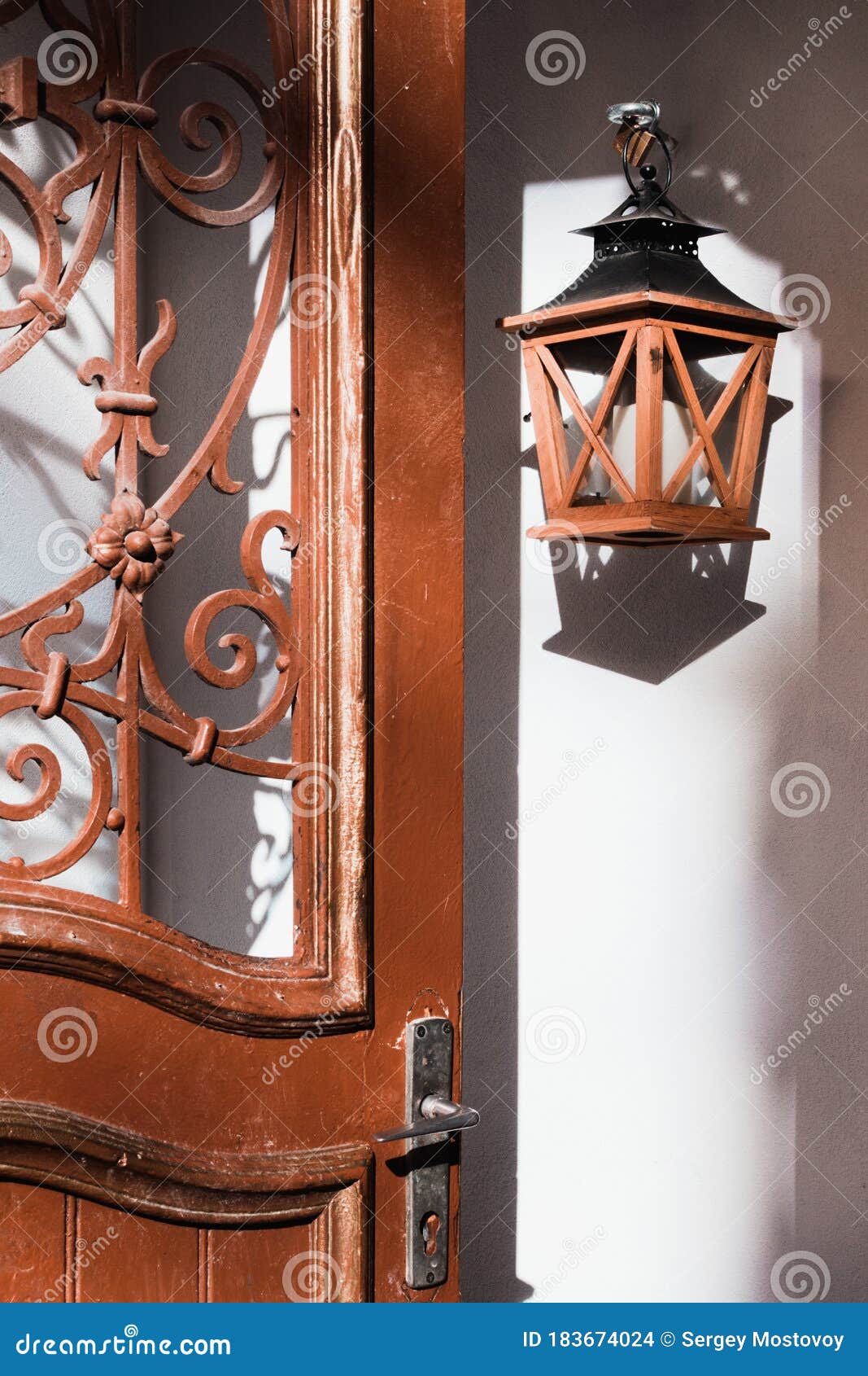 Door and Lantern in a Vintage Style Stock Photo - Image of lantern ...