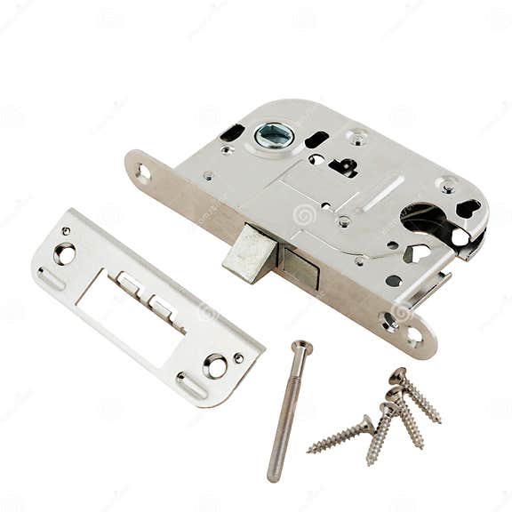 Door Lock Assembly on White Background Stock Photo - Image of brass ...